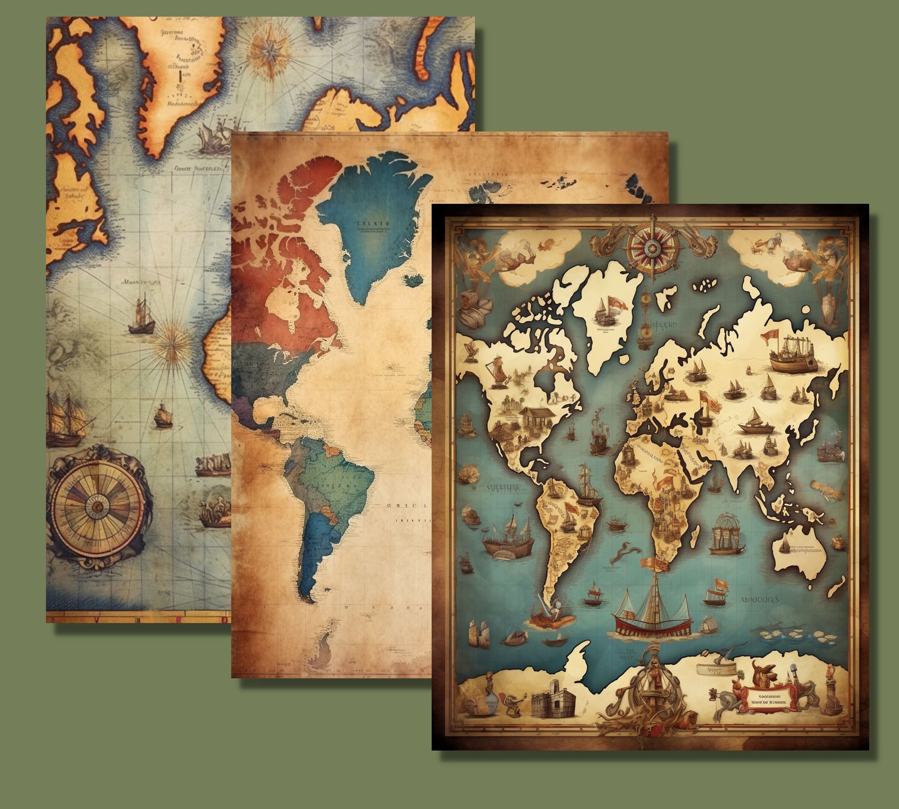 Printable Vintage Maps Digital Paper Antique World Map - Etsy New Zealand