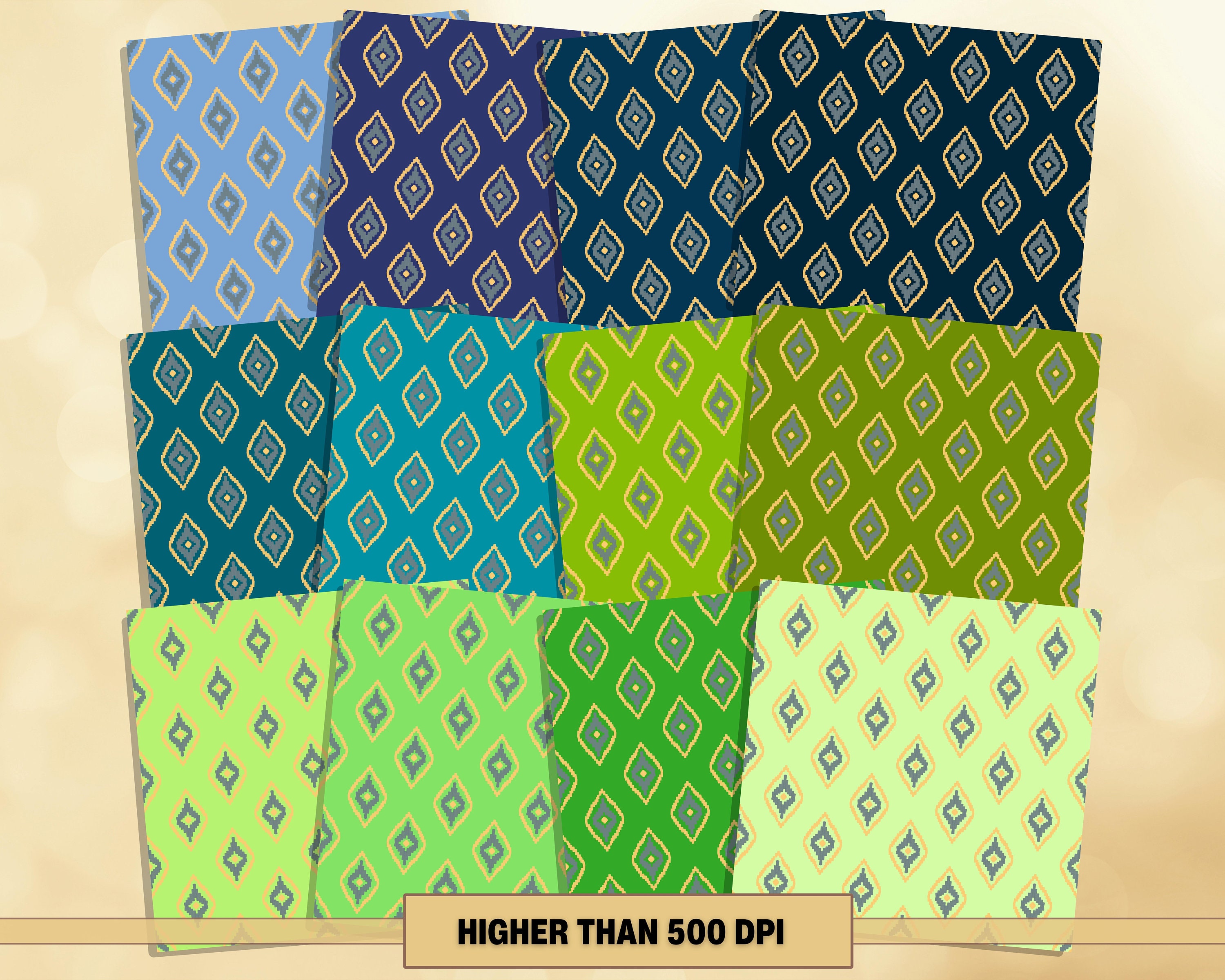 Printable 200 Seamless Ikat Pattern Digital Papers, Ikat Diamonds Color ...