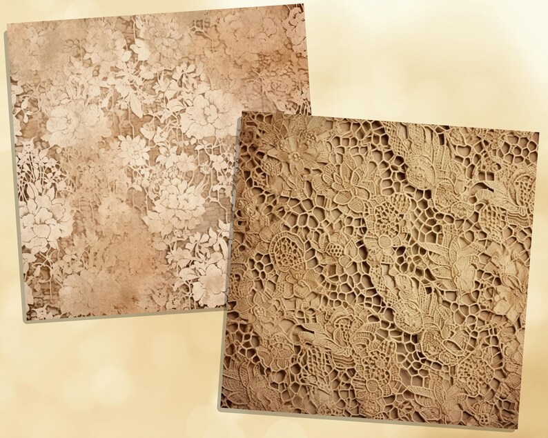 Printable Antique Lace Digital Papers, Lace Page, Distressed Background ...