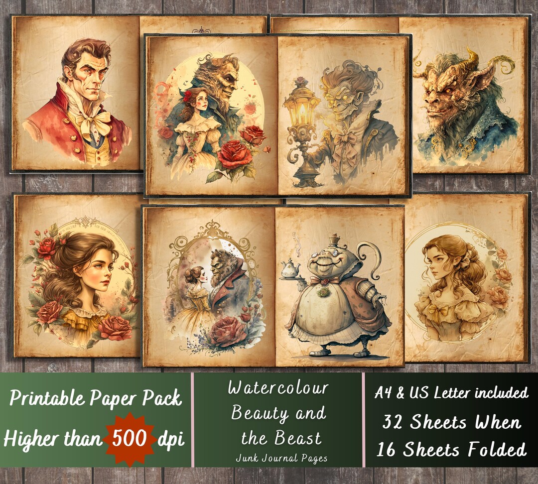 Printable Beauty and the Beast Paper, Belle Beauty Ephemera, Beauty and ...