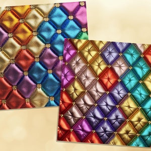 Printable Rainbow Quilted Digital Papers, Tufted Pages, Upholstery ...