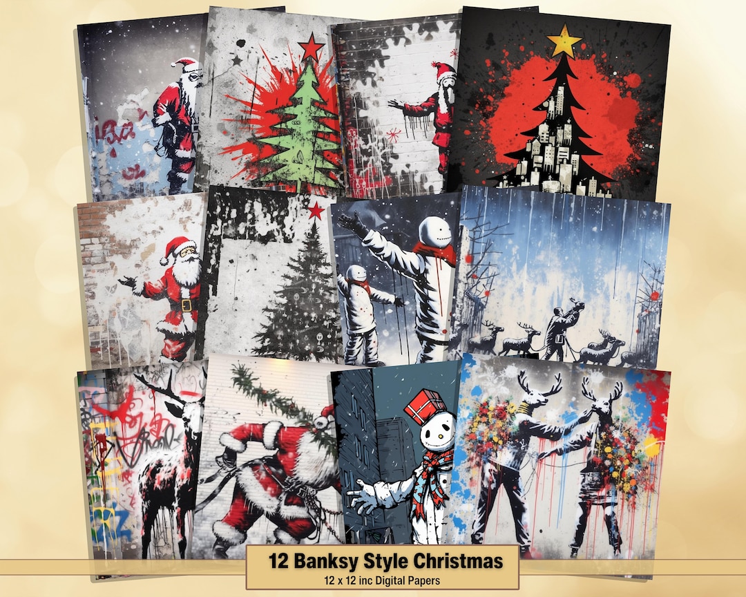 Printable Banksy Style Christmas Digital Paper Xmas Page - Etsy