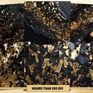 Printable Black Glitter Digital Papers, Black & Gold Sequin Pages ...