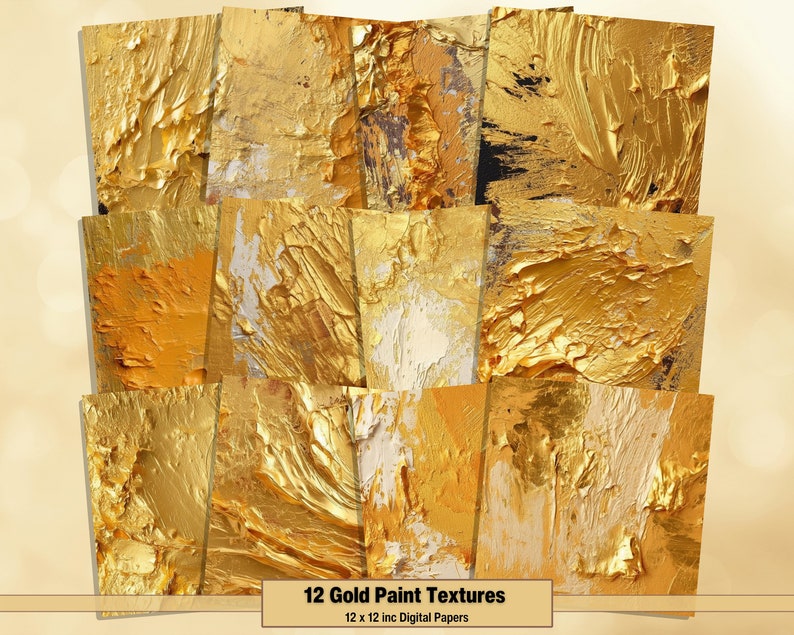 Printable Gold Paint Textures Digital Papers Thick Oil Paint - Etsy