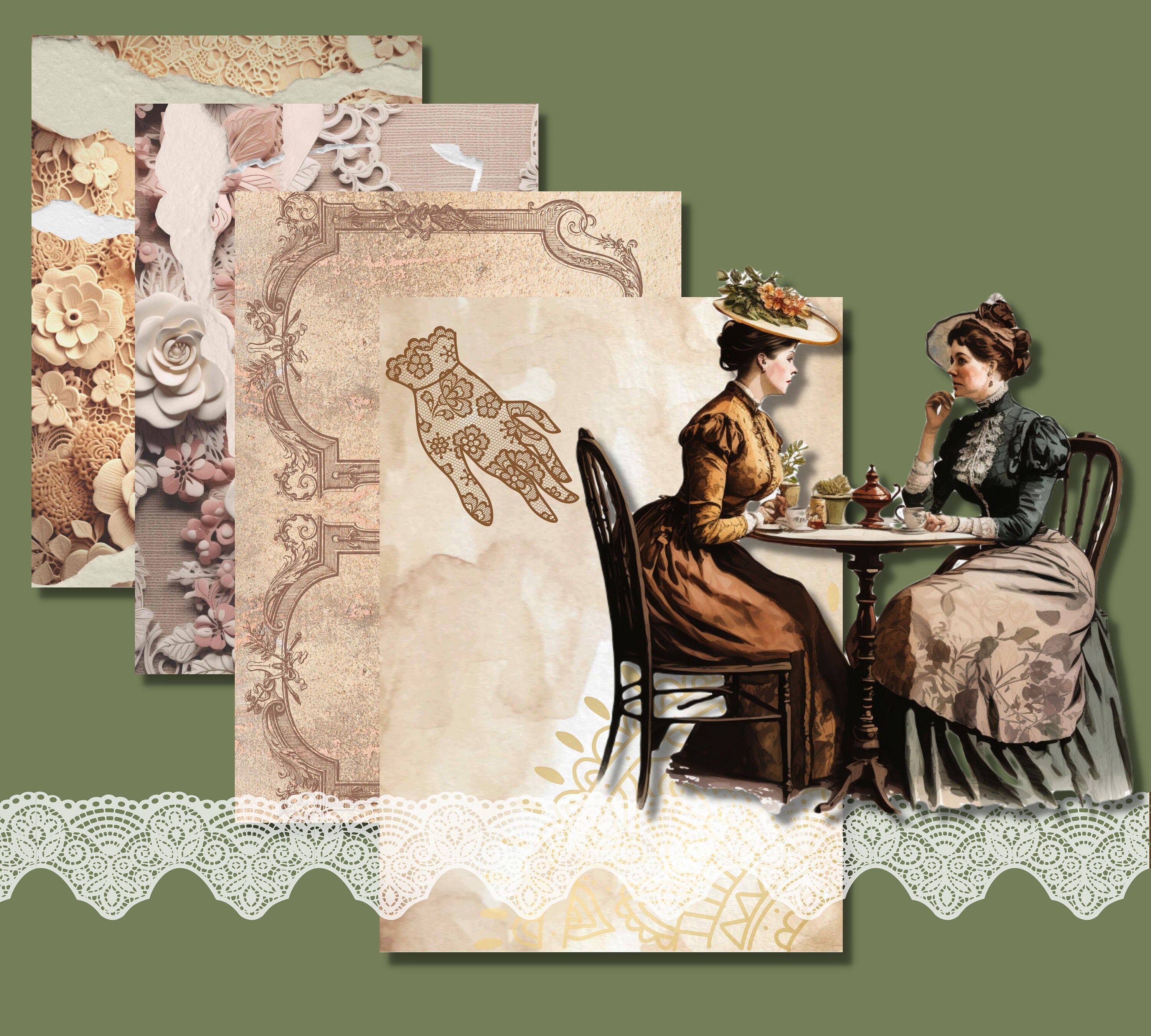 Printable Victorian Lady Digital Paper Victorian Women - Etsy