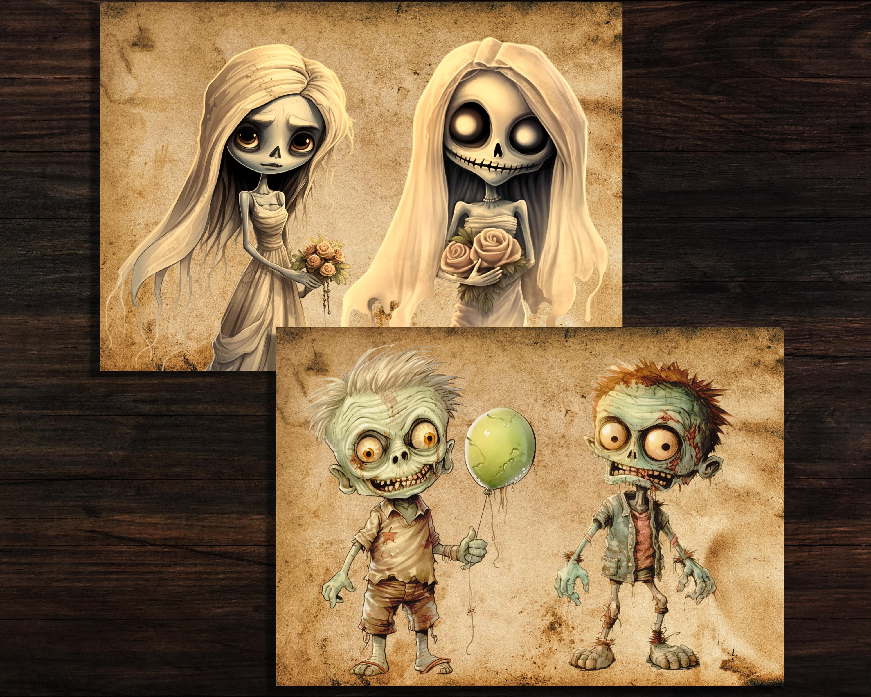 Printable Cute Ghost Zombie Digital Papers Cute Halloween - Etsy