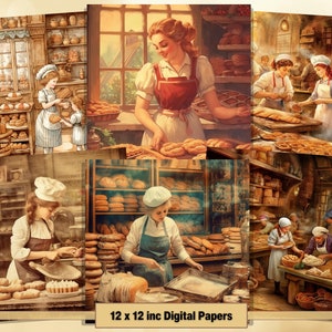 Printable Cozy Bakery Digital Papers, Pastry Pages, Baking Background ...