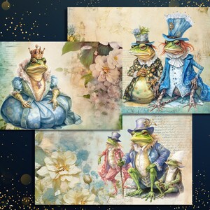 Printable Frog Watercolor Paper, Cute Dressed Frog Ephemera, Frog and ...