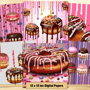 Printable Donut Drips Digital Papers, Doughnut Pages, Dripping ...