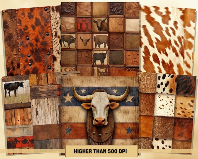 Printable Western Textures Digital Papers, Wild West Pages, Cowboy ...