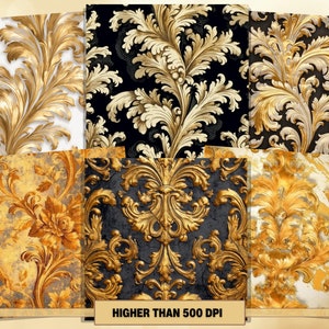 Printable Baroque Patterns Digital Papers, Gold Shabby Pages, Rococo ...