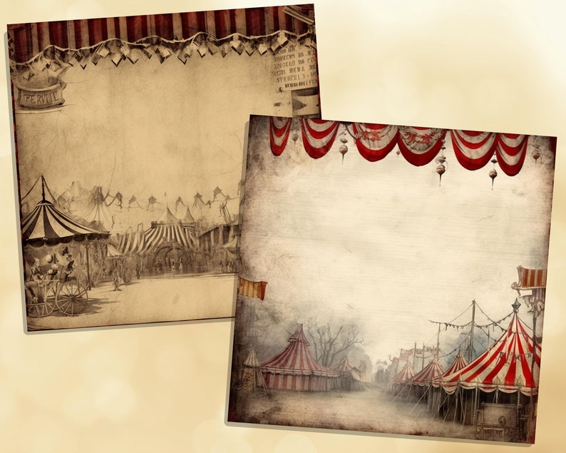Printable Creepy Circus Digital Papers Scary Carnival Pages - Etsy