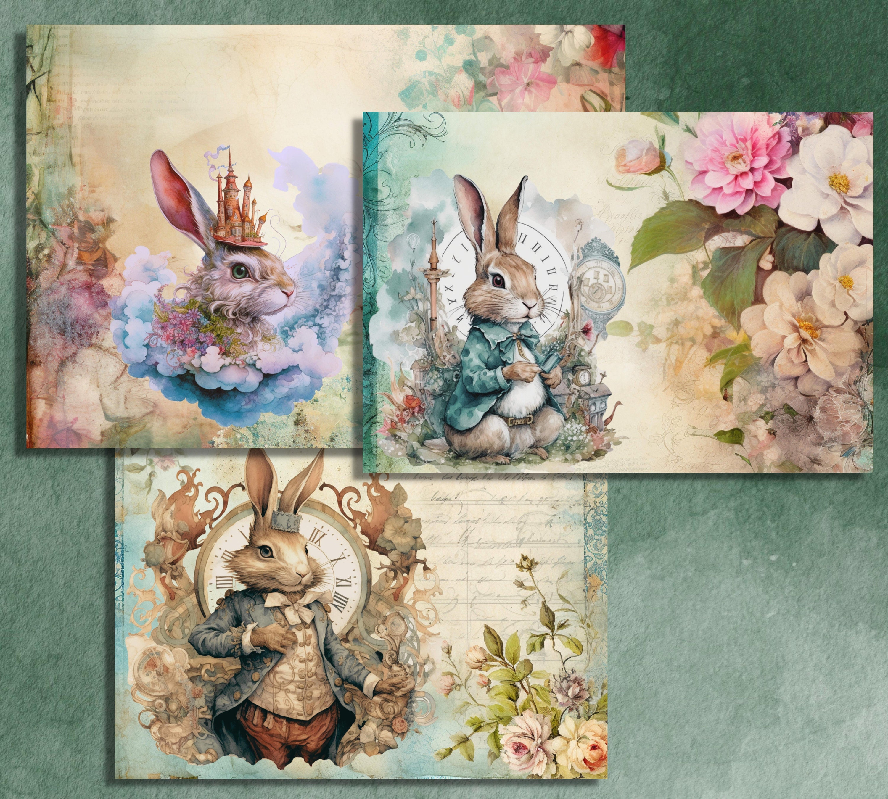 Printable Rabbit Watercolour Digital Paper Dressed Animals - Etsy