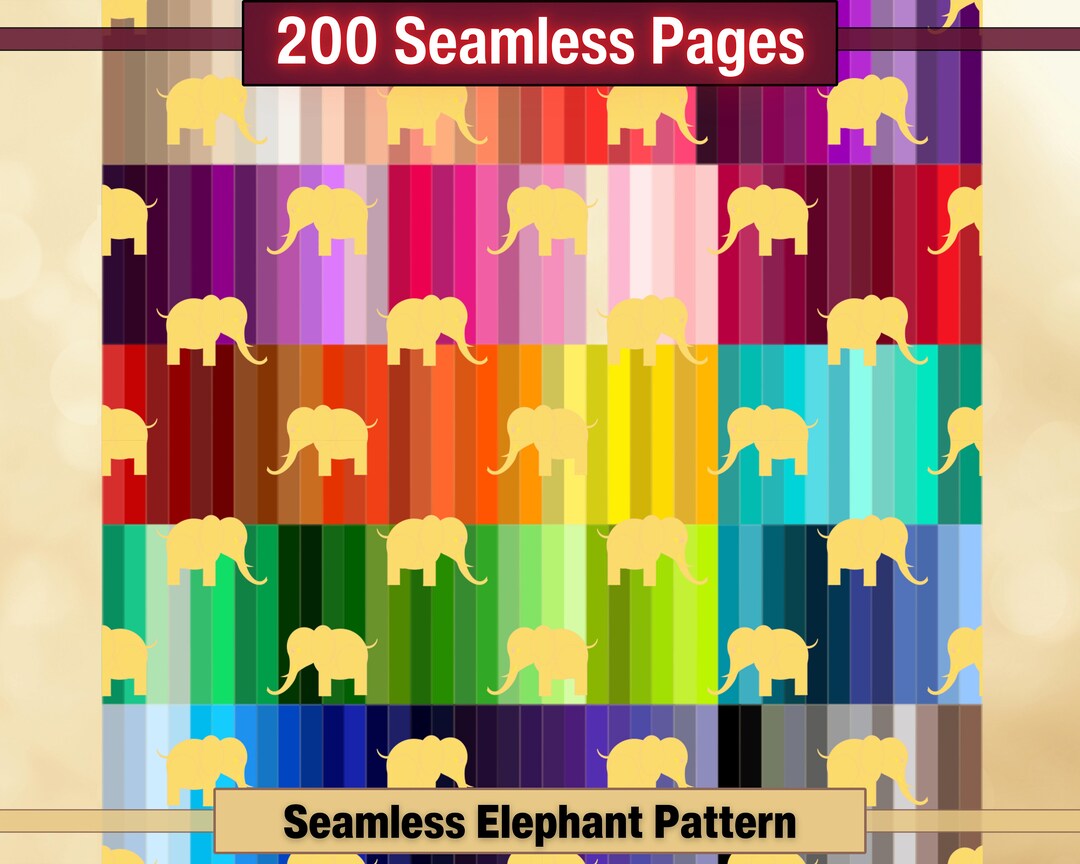 Printable 200 Seamless Elephant Pattern Digital Papers, Elephant ...