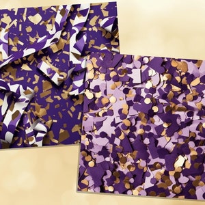 Printable Purple and Gold Confetti Digital Papers, Sequin Pages, Foil ...