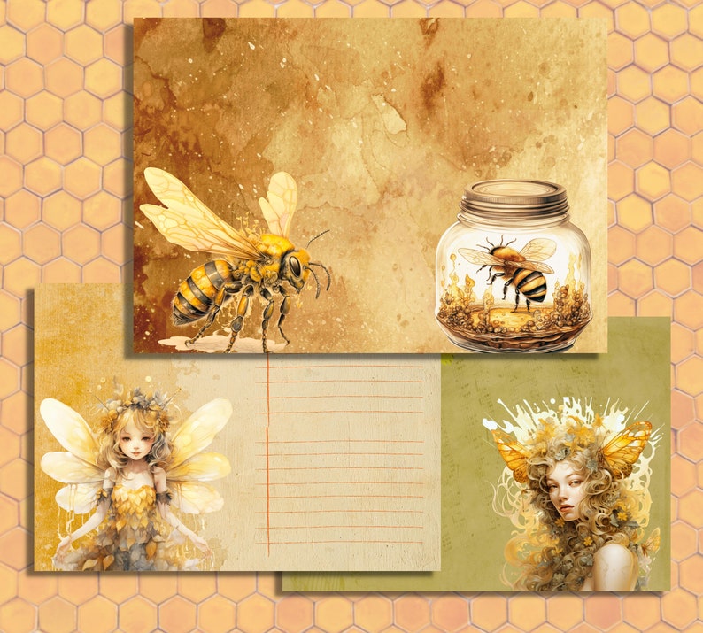 Printable Honey Bee Fairy Digital Paper Enchanted Fairies - Etsy