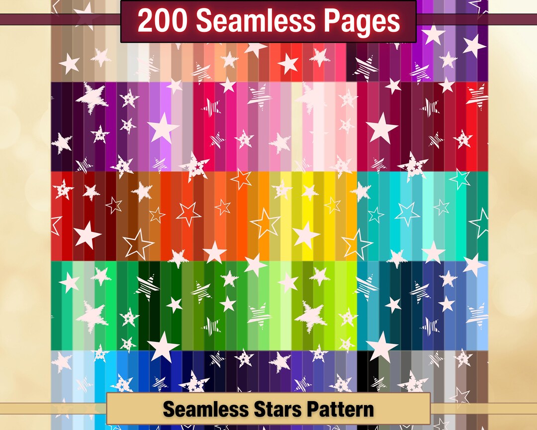 Printable 200 Seamless Star Pattern Digital Papers, Stars Colour Pages ...