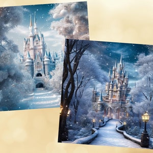 Printable Winter Wonderland Digital Papers, Snow Forest Pages, Winter ...