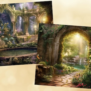 Printable Enchanted Garden Digital Paper, Magical Garden Pages ...