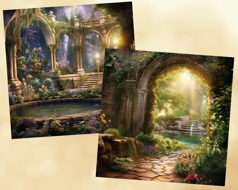 Printable Enchanted Garden Digital Paper, Magical Garden Pages ...