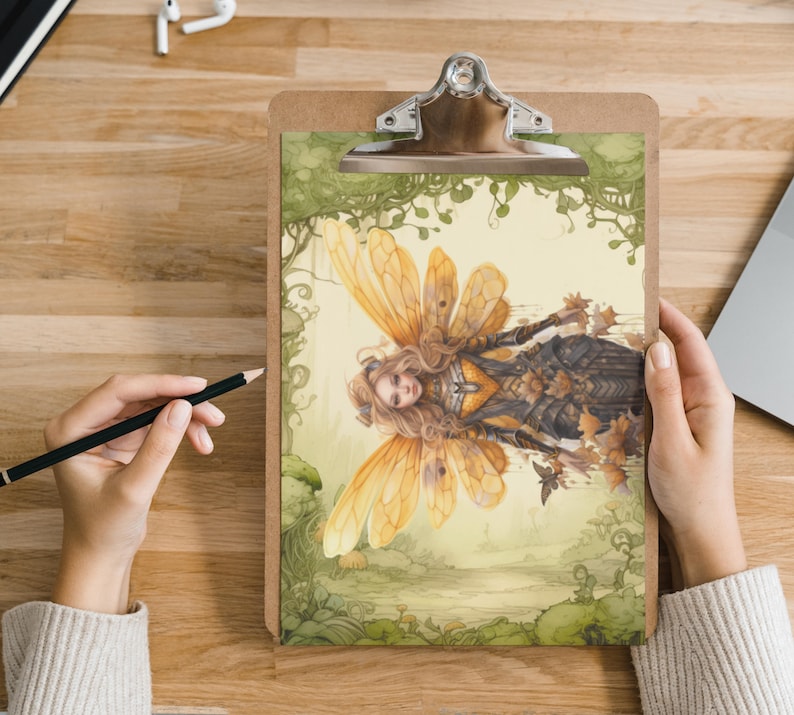 Printable Bee Fairy Digital Paper, Enchanted Fairies Ephemera, Fantasy ...