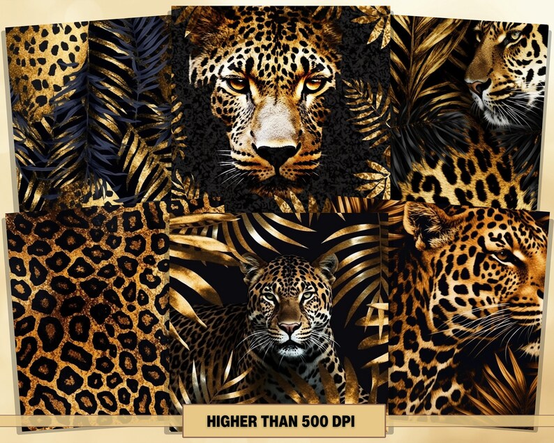 Printable Black & Gold Leopard Digital Papers Art Deco Style - Etsy