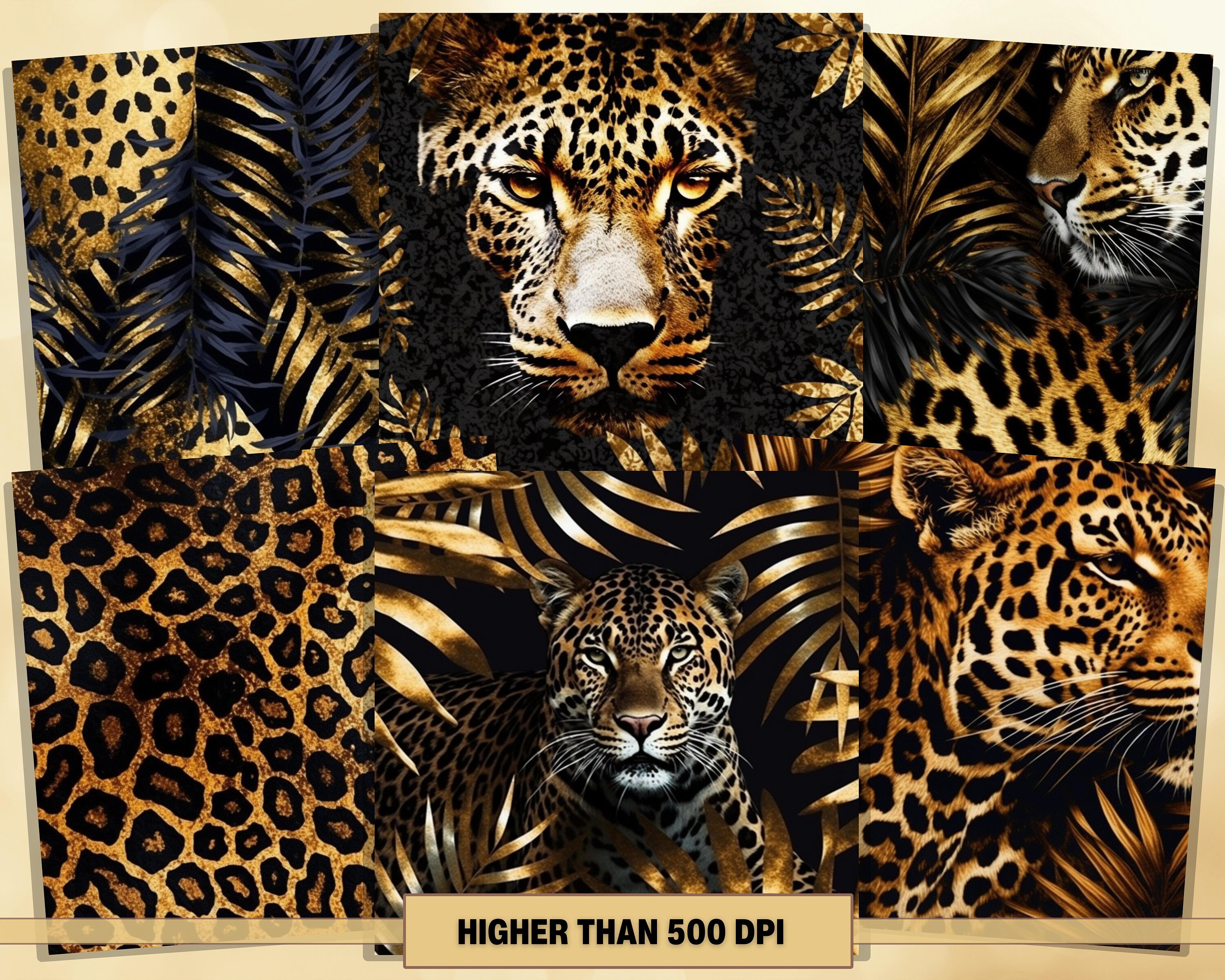 Printable Black & Gold Leopard Digital Papers Art Deco Style - Etsy