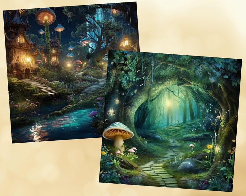 Printable Enchanted Forest Digital Paper, Magic Forest Page, Woodland ...