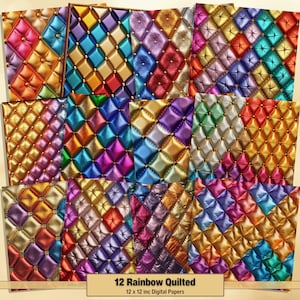 Printable Rainbow Quilted Digital Papers, Tufted Pages, Upholstery ...
