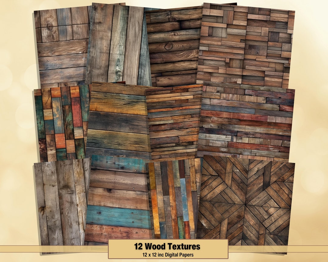 Printable Wood Textures Digital Papers, Rustic Wood Pages, Distressed ...