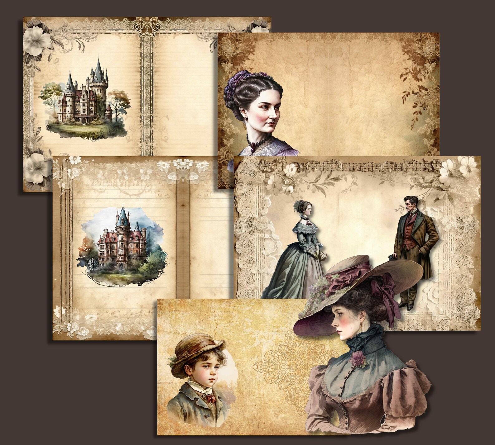 Printable Victorian Era Digital Paper, Victorian Gentlemen Ephemera ...