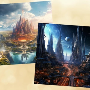 Printable Futurism Digital Papers, Futuristic Pages, Fantasy Background ...