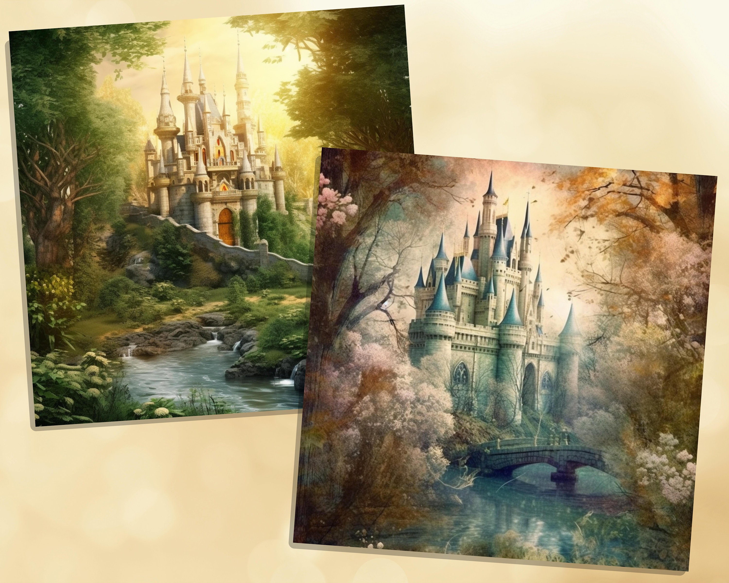 Printable Fairy Fantasy Castle Digital Paper, Fantasy Page, Fairytale ...
