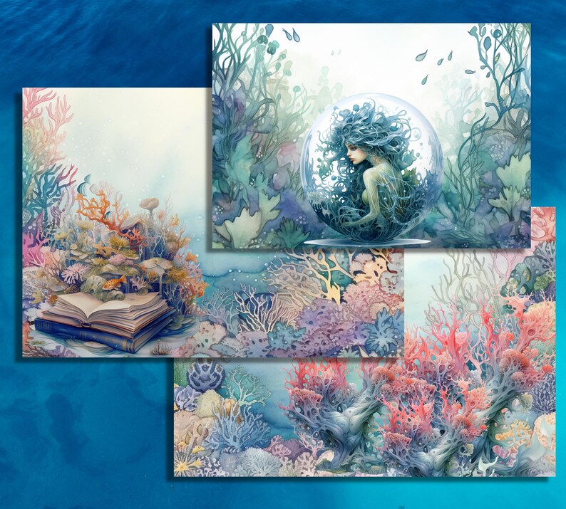 Printable Ocean Land Fairy Digital Paper, Enchanted Ephemera, Whimsical ...