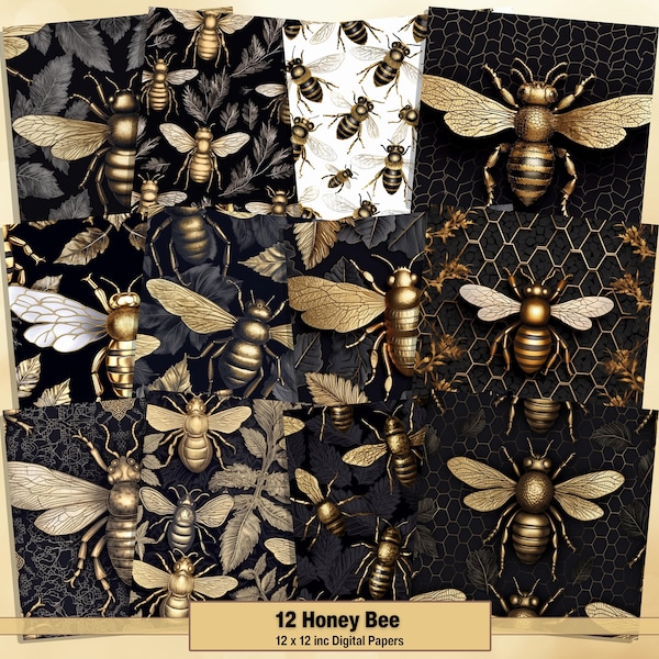 Bee Digital Paper - Etsy
