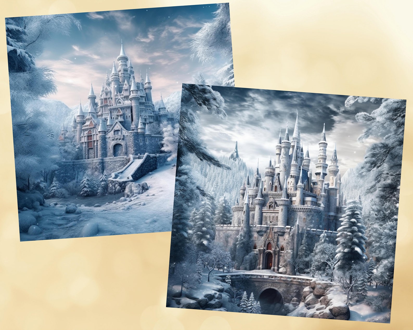 Printable Winter Wonderland Digital Papers, Snow Forest Pages, Winter ...