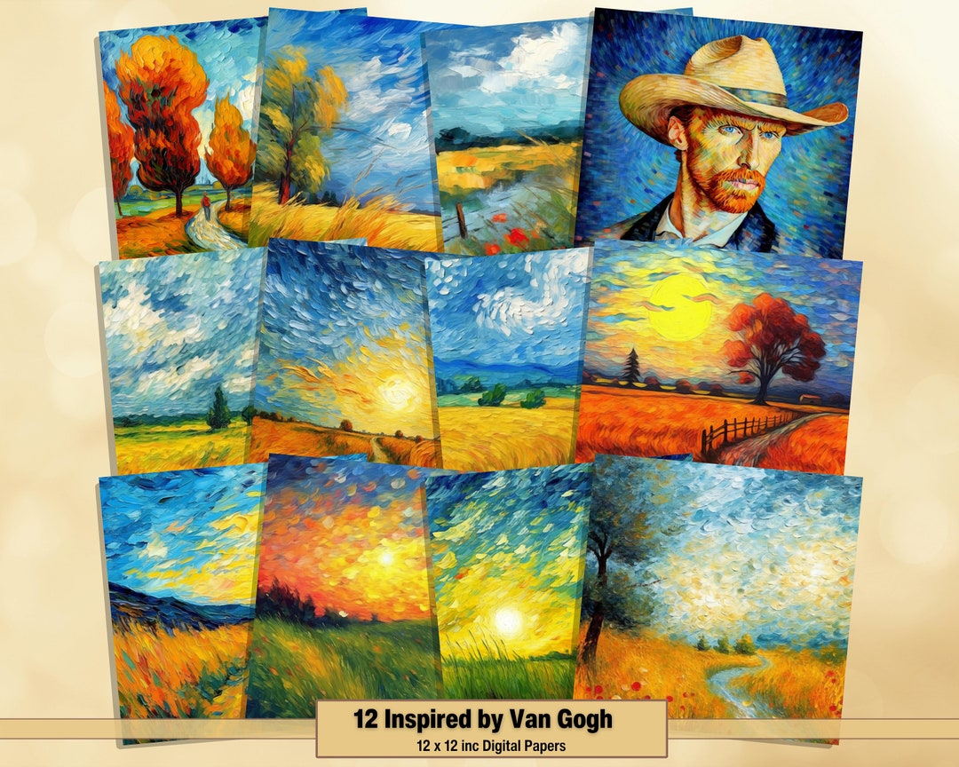 Printable Inspired by Van Gogh Digital Papers, Impressionist Art Pages ...