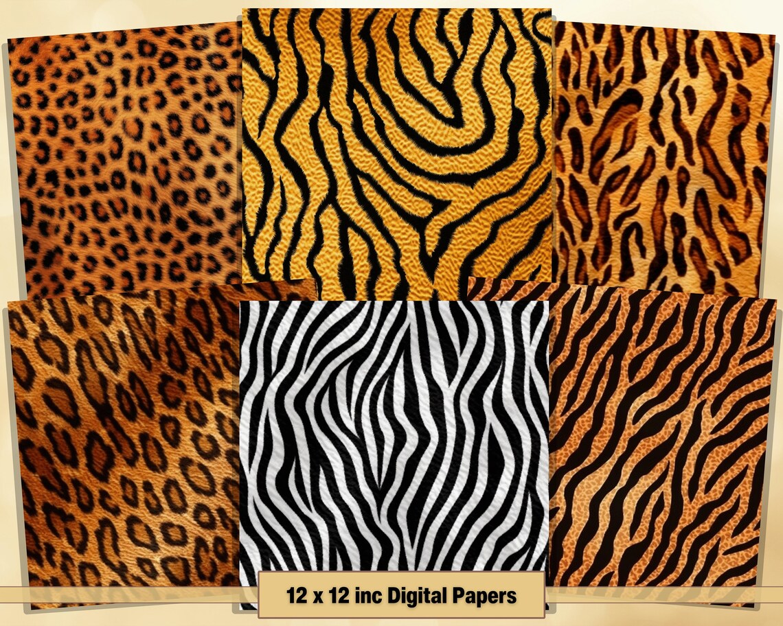 Printable Animal Skin Patterns Digital Papers, Tiger Pages, Cheetah ...