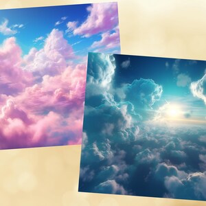 Printable Fantasy Clouds Digital Papers, Cloudy Sky Page, Background ...