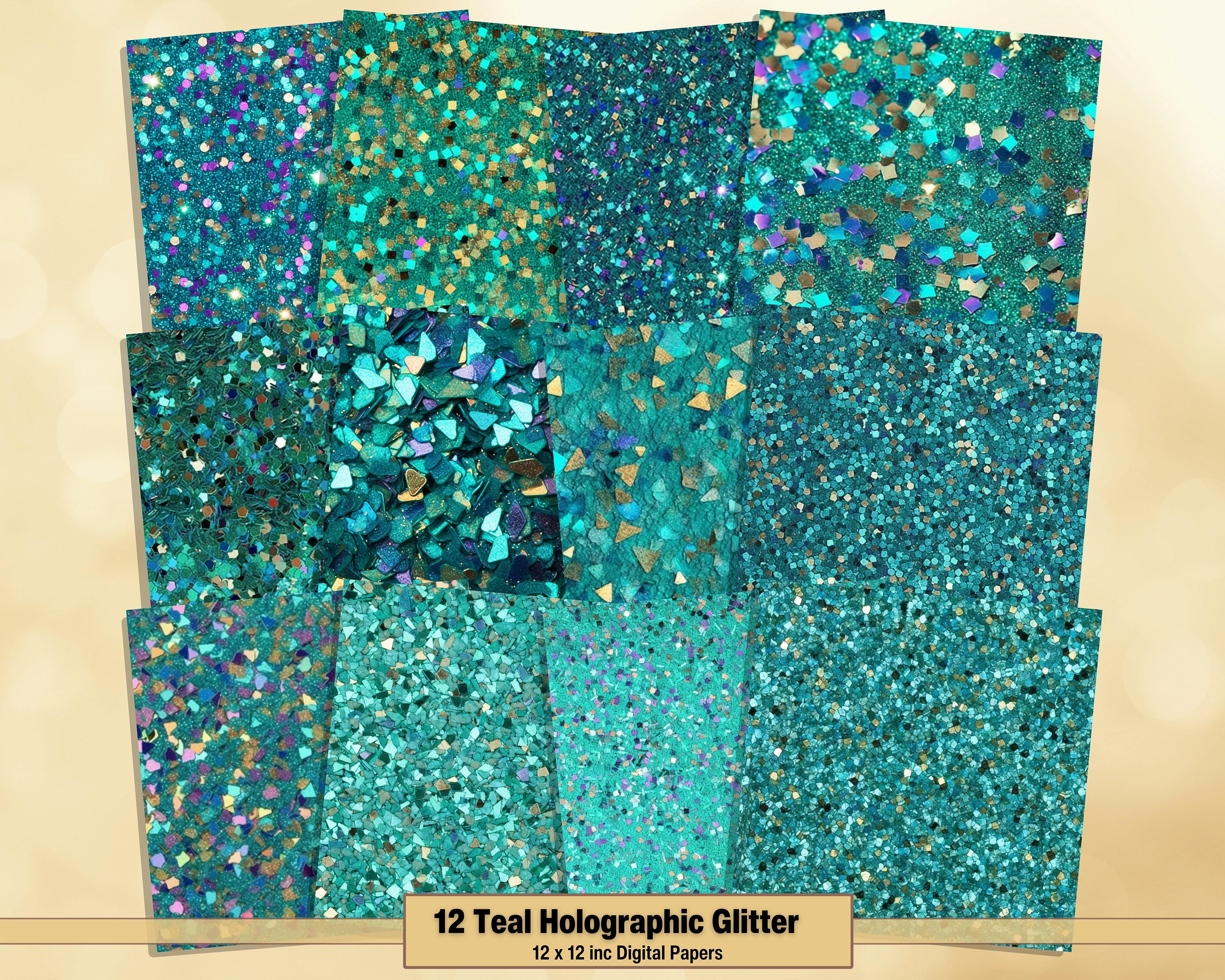 Printable Teal Glitter Digital Papers Turquoise Pages - Etsy