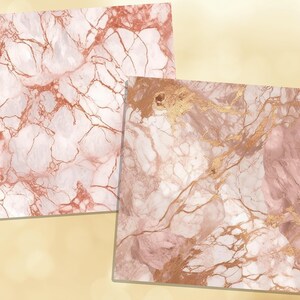 Printable Rose Gold Marble Digital Papers, Marble Textures Page ...