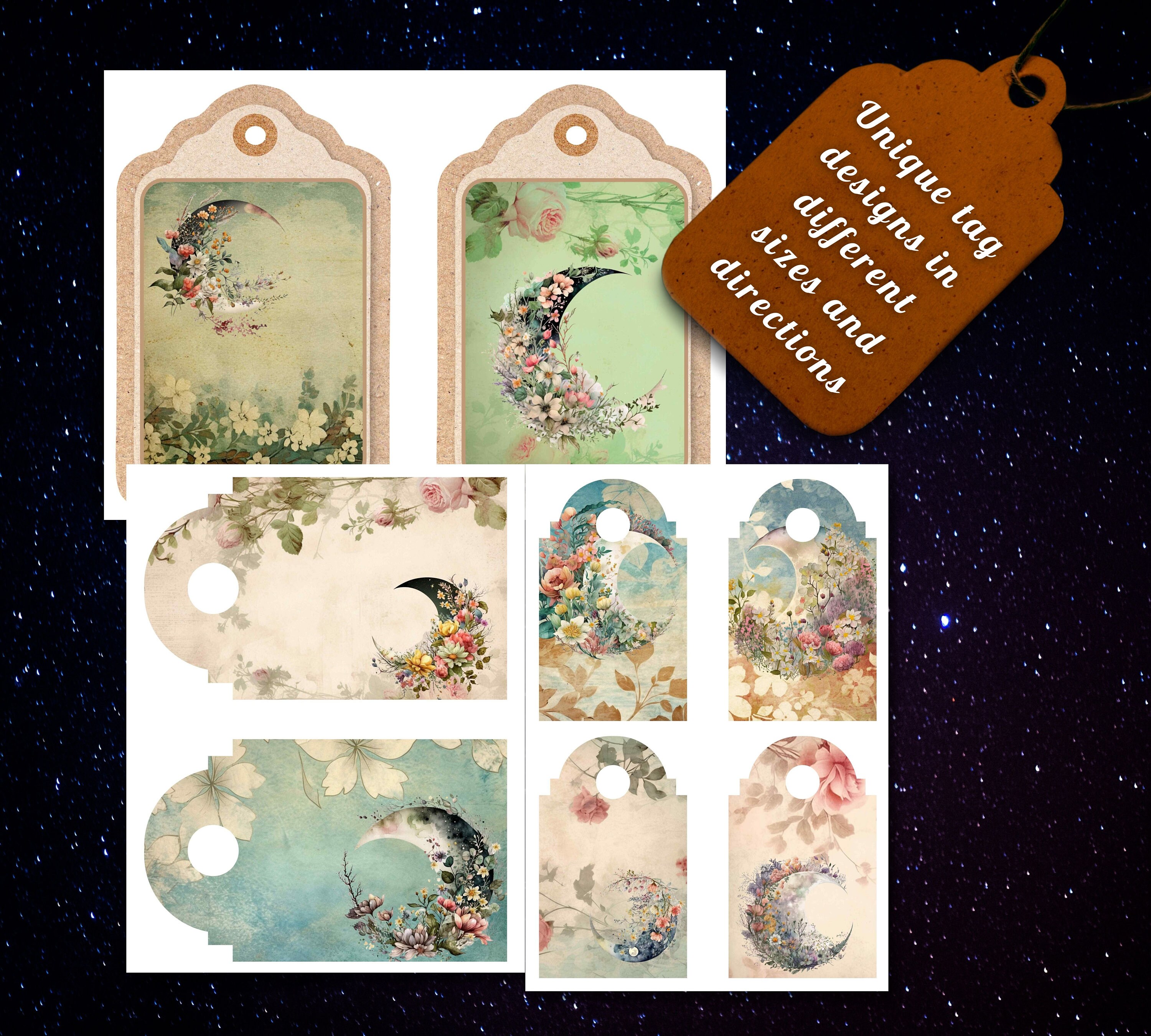 Printable Moon Junk Journal Pages and Tags Kit Vintage Lunar - Etsy