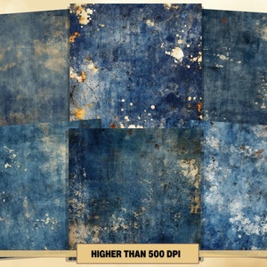 Printable Distressed Navy Textures Digital Papers, Blue Grunge Pages ...