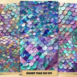 Printable Mermaid Sparkle Digital Papers, Mermaid Scale Page, Glitter ...
