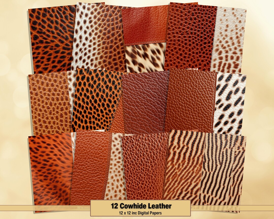 Printable Cowhide Leather Textures Digital Papers, Western Pages ...
