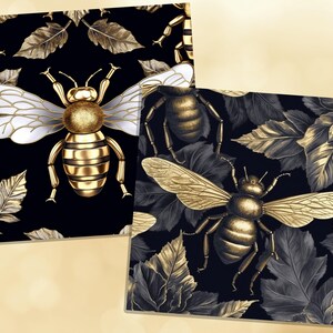 Printable Black and Gold Bee Digital Papers, Honey Bee Pages, Bees ...