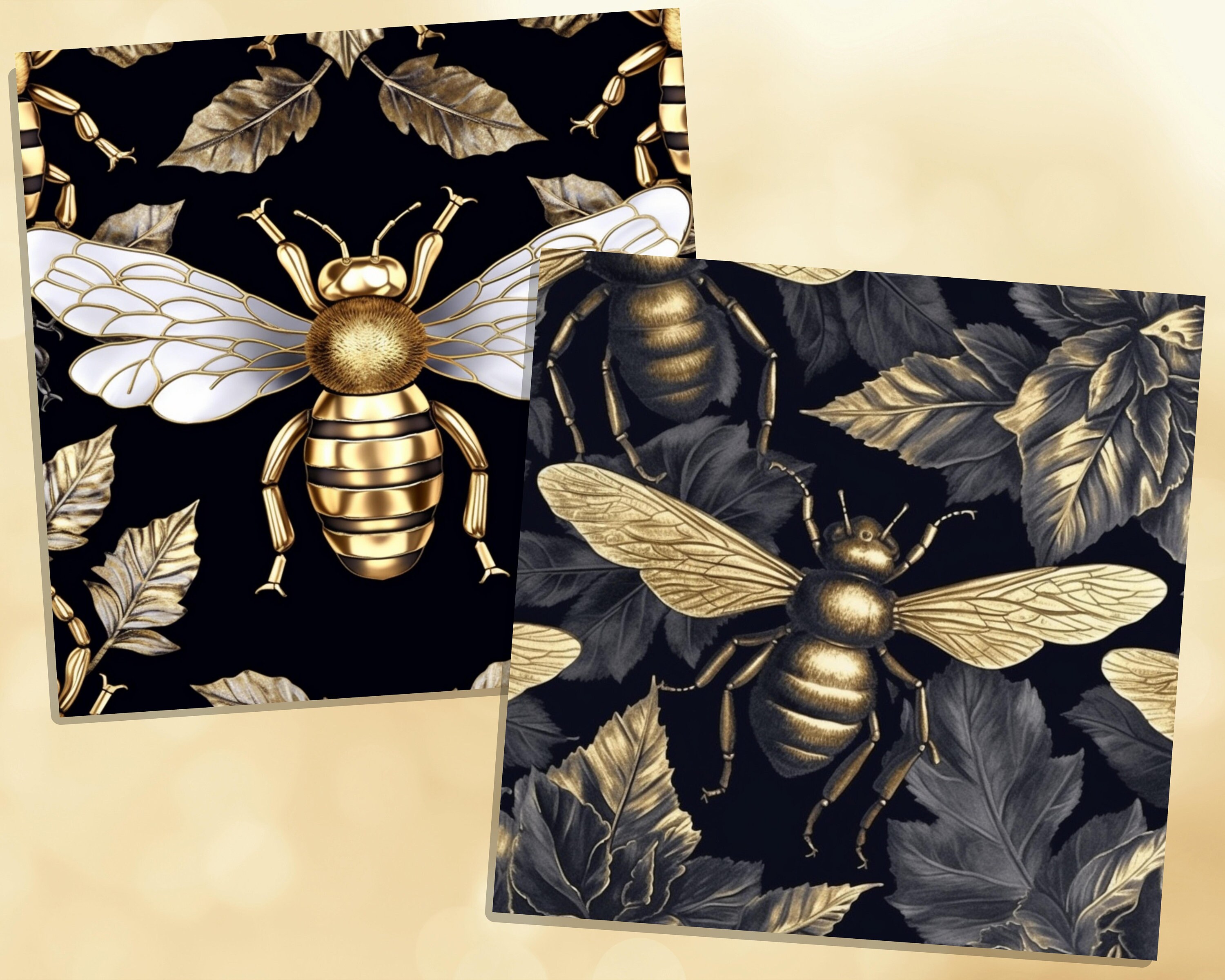 Printable Black and Gold Bee Digital Papers Honey Bee Pages - Etsy ...