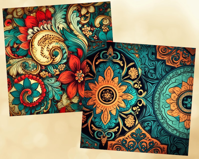 Printable Bohemian Digital Paper Painted Pages Boho - Etsy