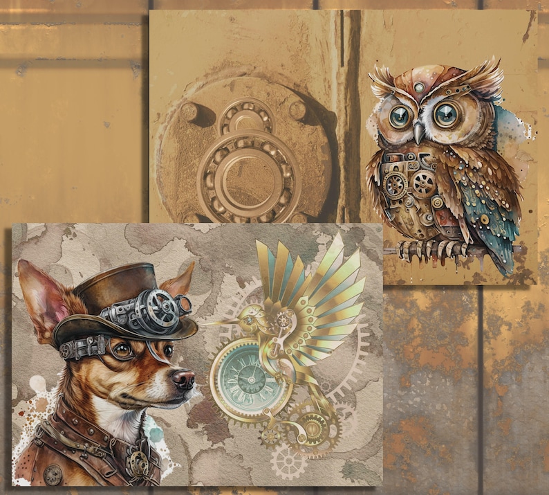 Printable Steampunk Animals Digital Paper Vintage Ephemera - Etsy