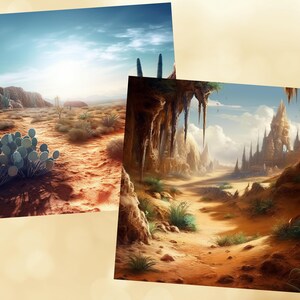 Printable Western Desert Digital Paper, Sahara Landscape Page, Cactus ...